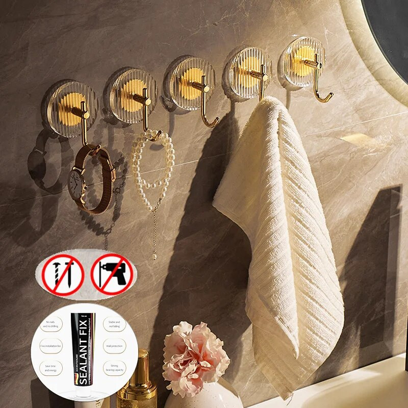 Badu Bg Луксозни куки за окачване на стена Glod Silver Акрилна самозалепваща се кука Декоративна