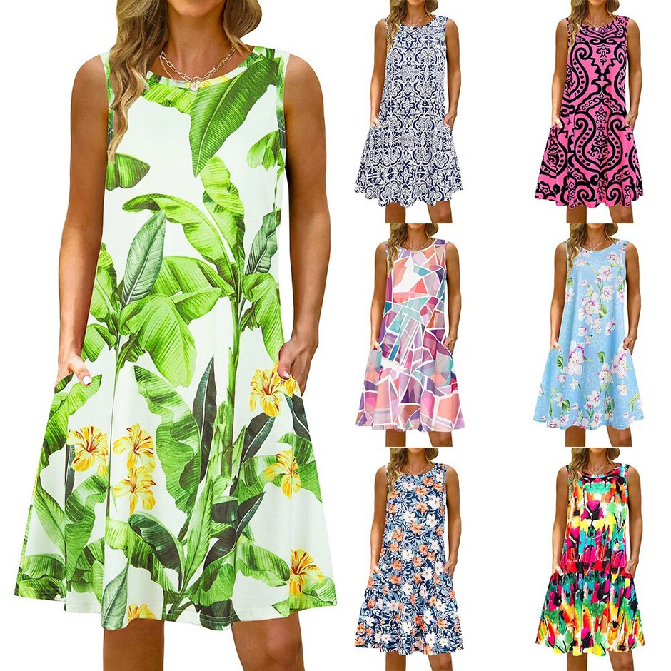 Badu.bg S-5Xl Дълга рокля с цветно деколте и цветни щампи Ежедневна бохемска дамска лятна плажна ...