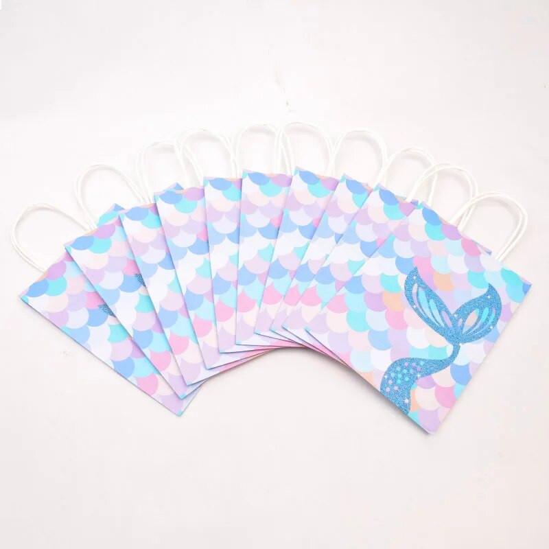 Badu Bg 12 бр Хартиена торбичка за рожден ден Опашка на русалка Хартиени торбички за подаръци